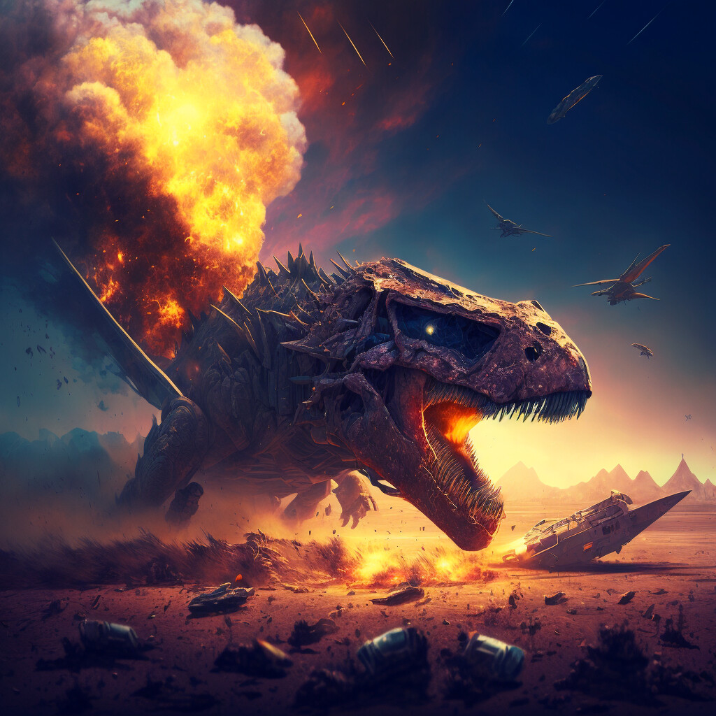 ArtStation - Catastrophic Crash of T-rex Shaped Spaceship on an unknown ...