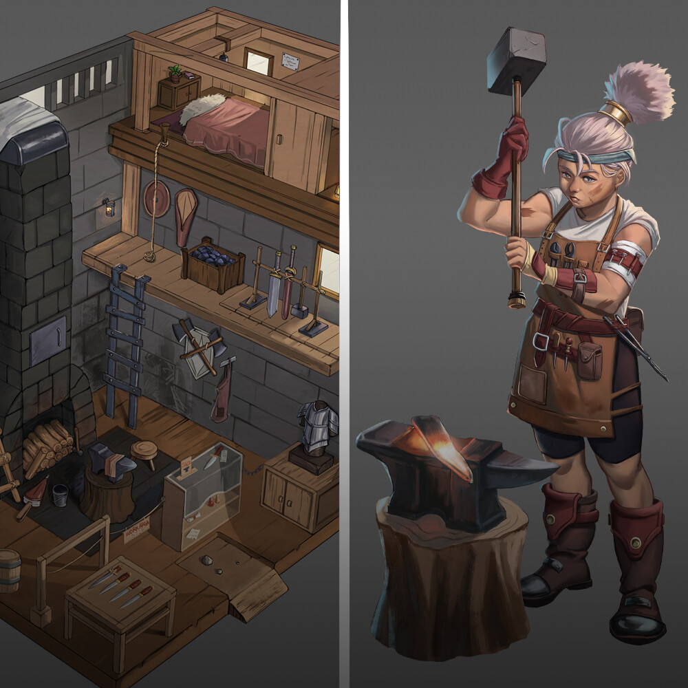 ArtStation - Blacksmith&Her Living Space