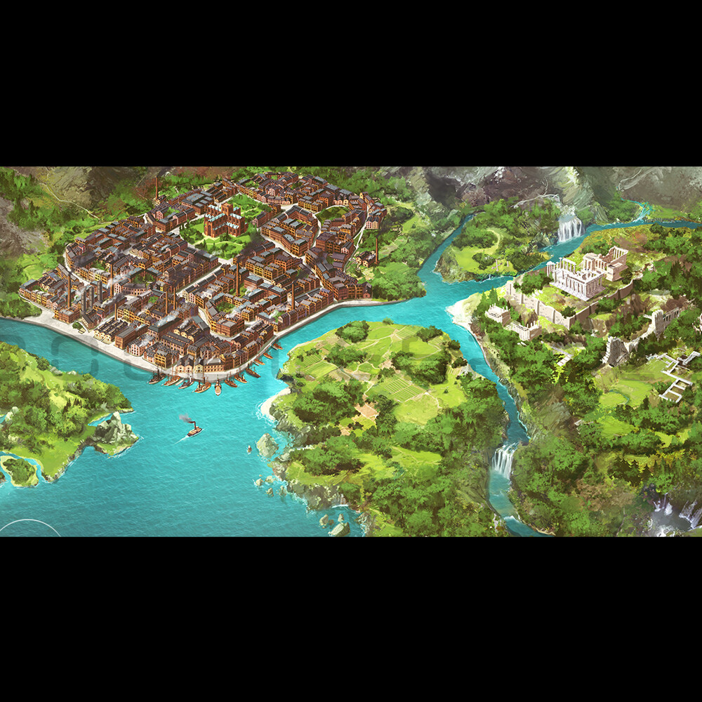 ArtStation - City Map on Island