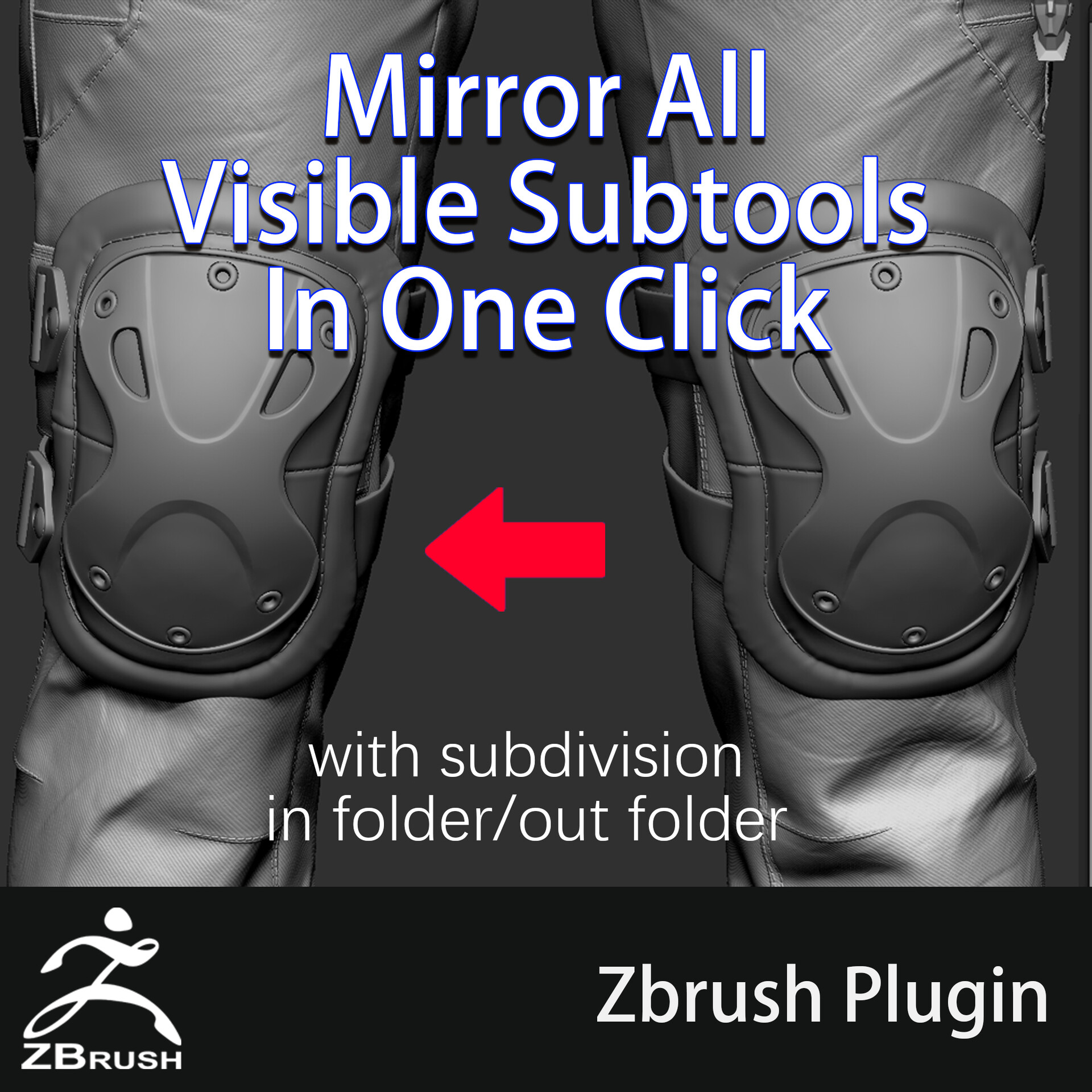 Wan Shen - Mirror All Visible Subtools In One Click__Zbrush Plugin