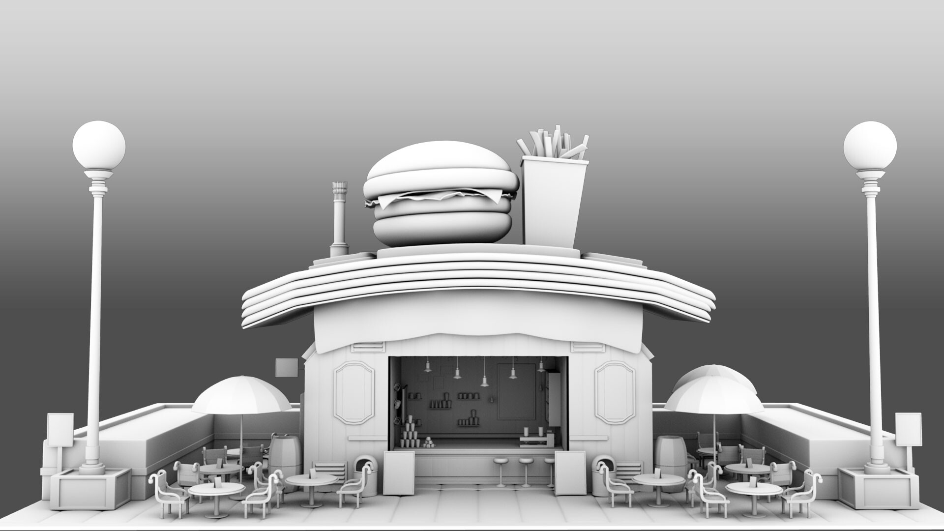 ArtStation - 3D restaurant exterior and interior
