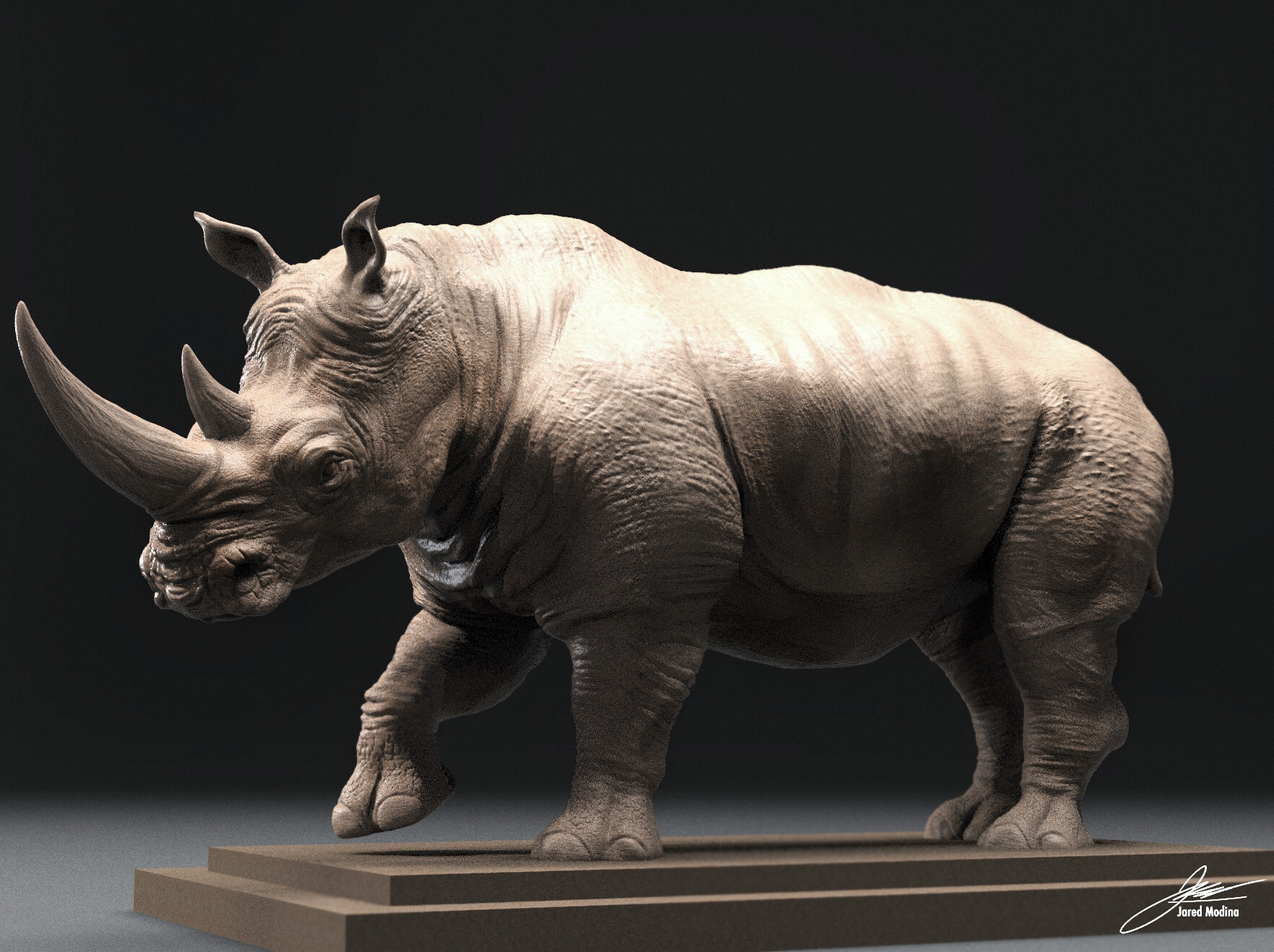 ArtStation - White Rhino Sculpt Study