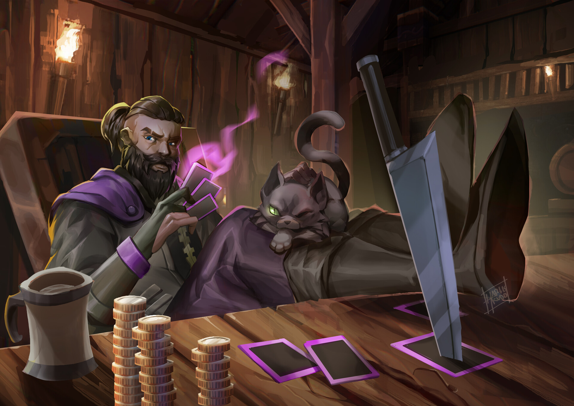 ArtStation - tavern mercenaries (DnD)