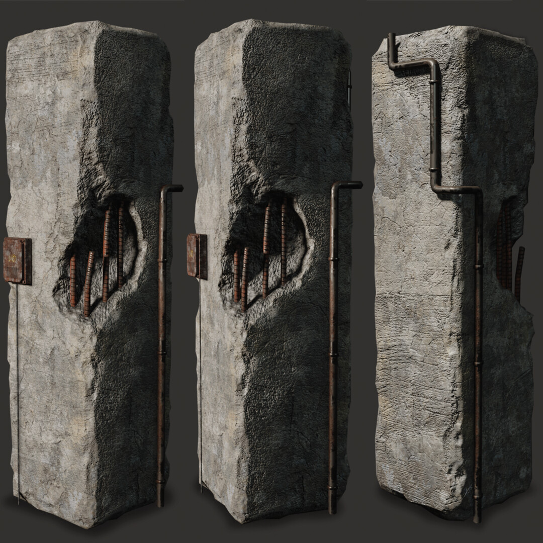 ArtStation - Damaged Column prop