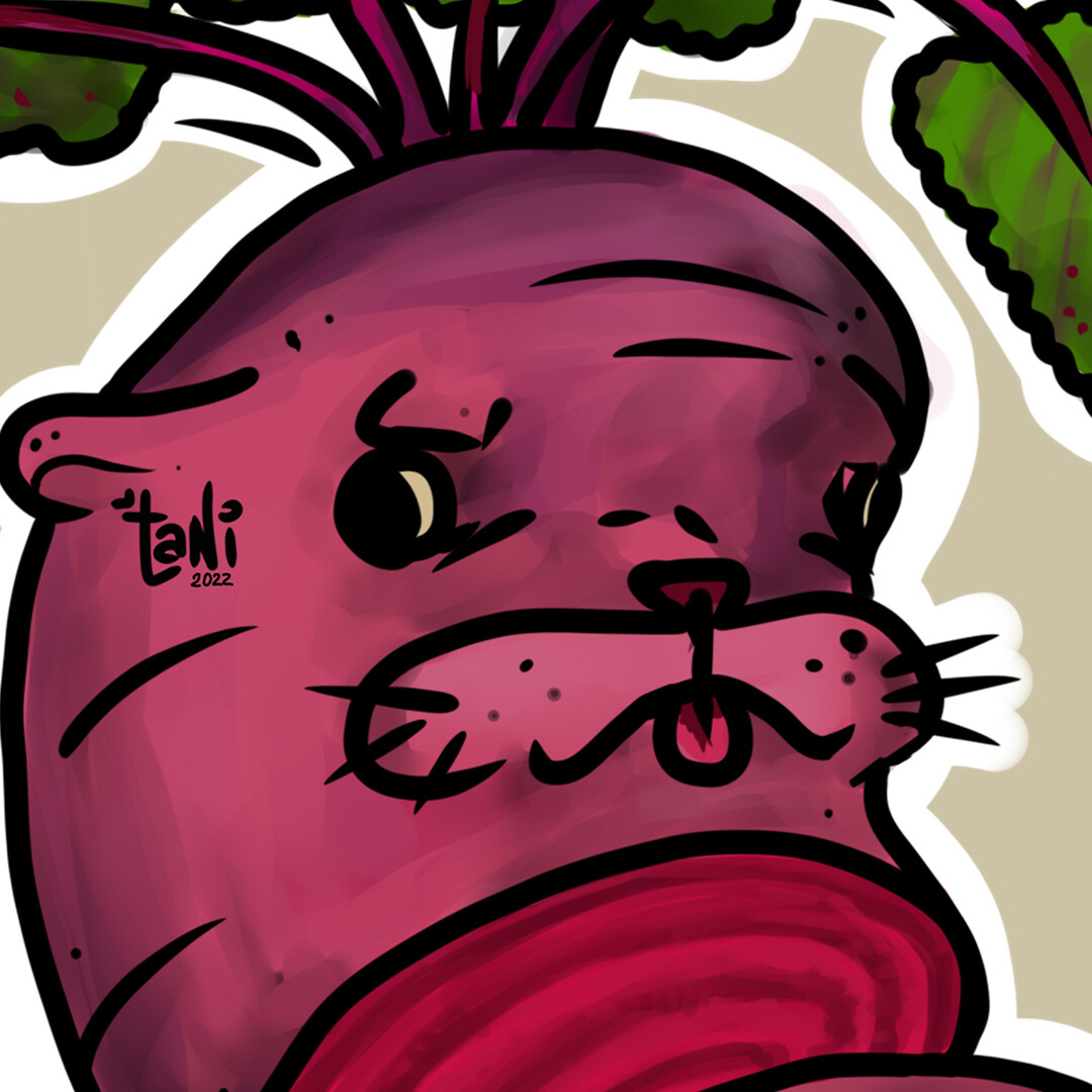 ArtStation - Beetroot - otter (Свеклавыдра) / series of fruit and vegetable animals