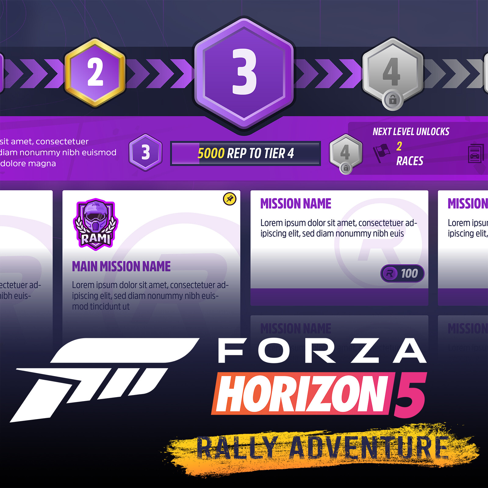 William Emery - Rally Adventure - Team Overview UI