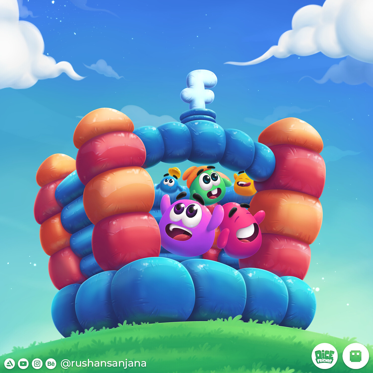 ArtStation - Game promo illustration - Dice Friends