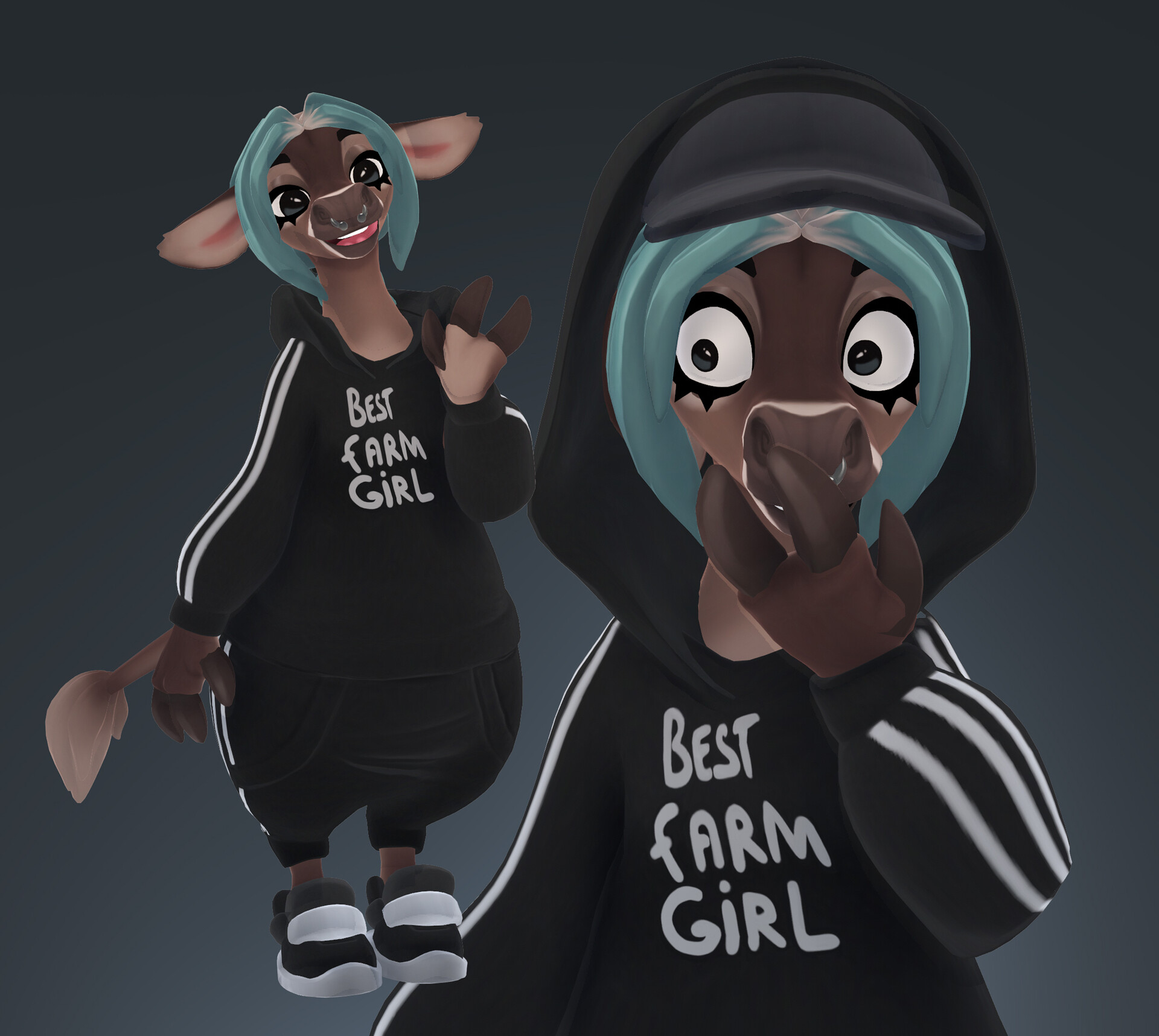 ArtStation - Cow character+ 3 video process & rig