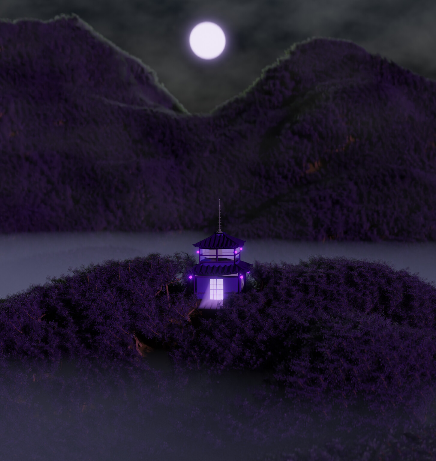 ArtStation - Purple Japanese night