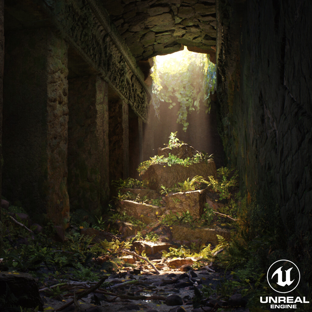 ArtStation - Overgrown Interior Temple Ruins Environment - UE5