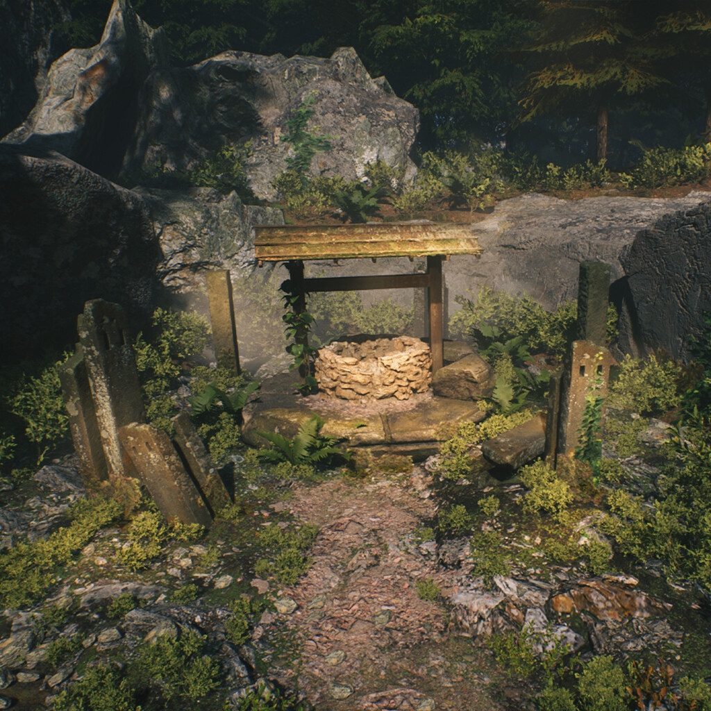 ArtStation - Old well forest environment