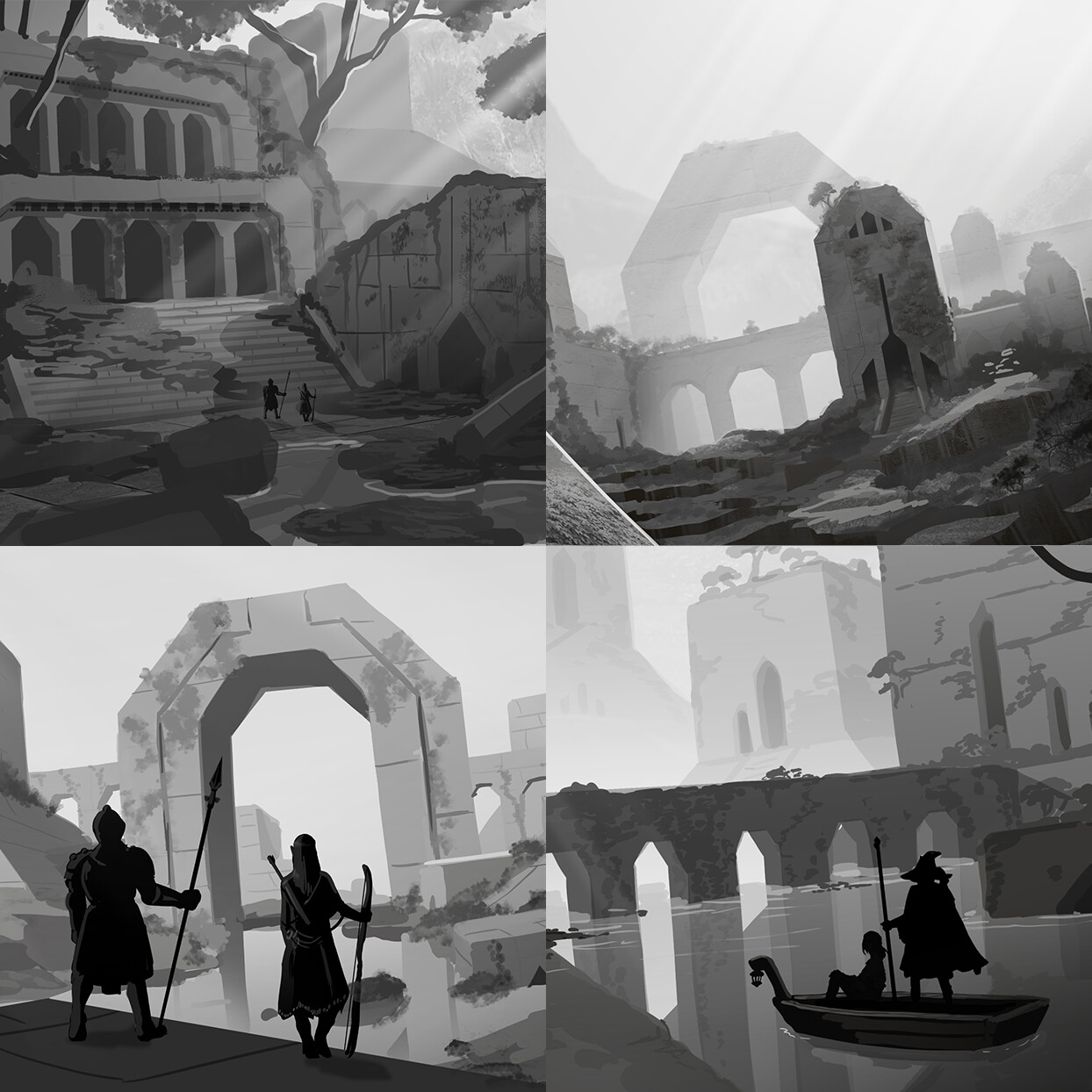 ArtStation - Dwarven City - B&W Concepts