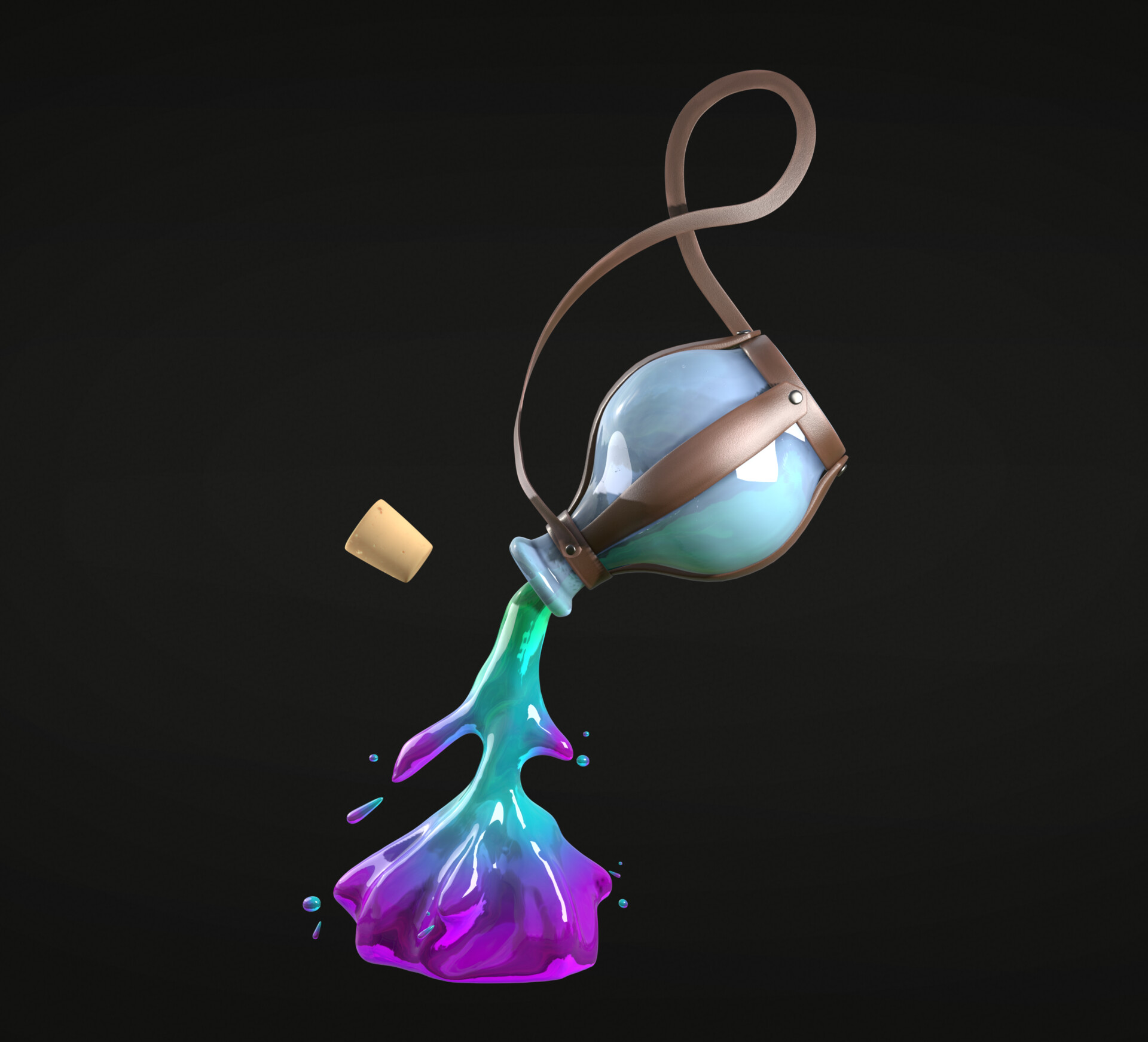 Angelina S - Spilling Potion Bottle - 3D Fantasy Prop