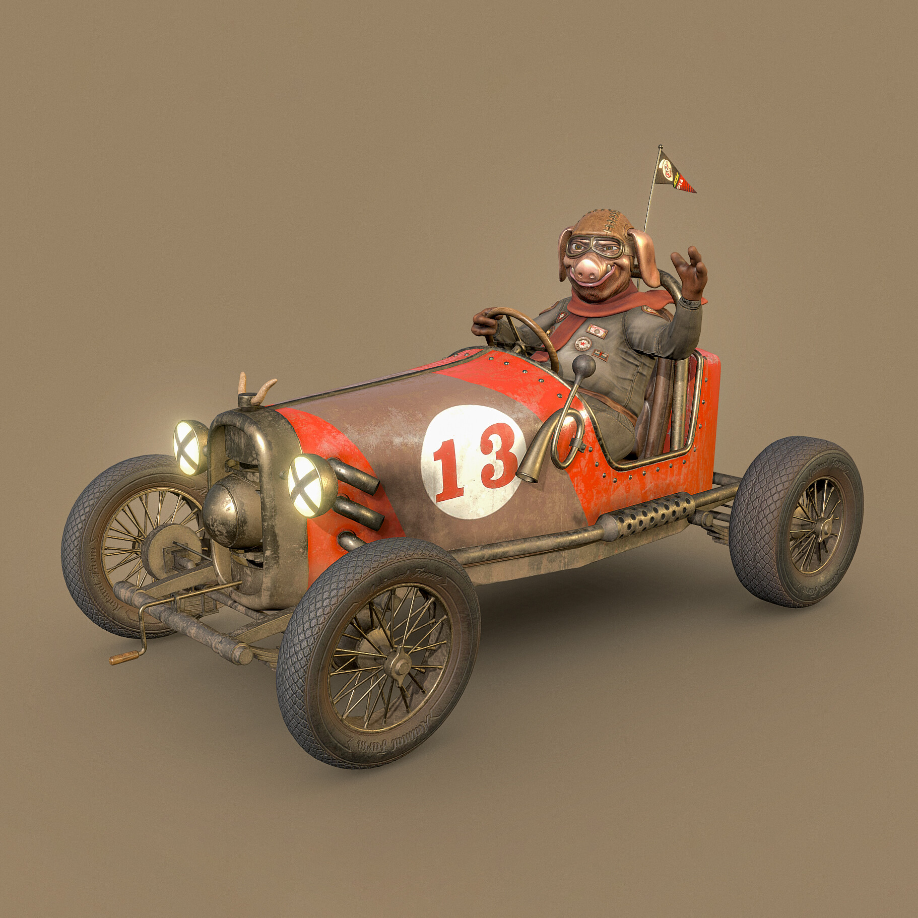 ArtStation - Pig racing car