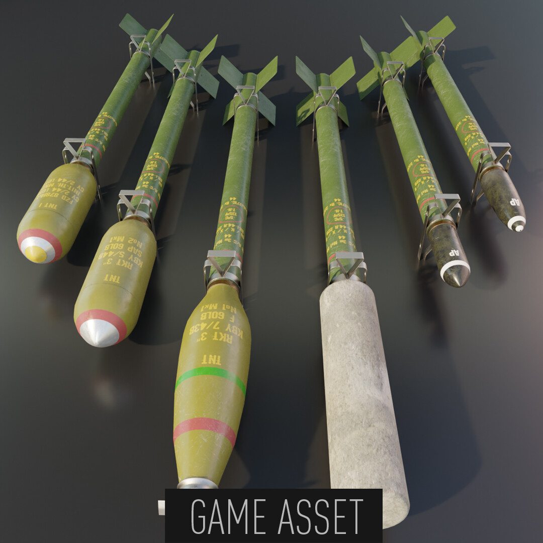 ArtStation - Game Art: RP-3 3inch rockets 6 variants