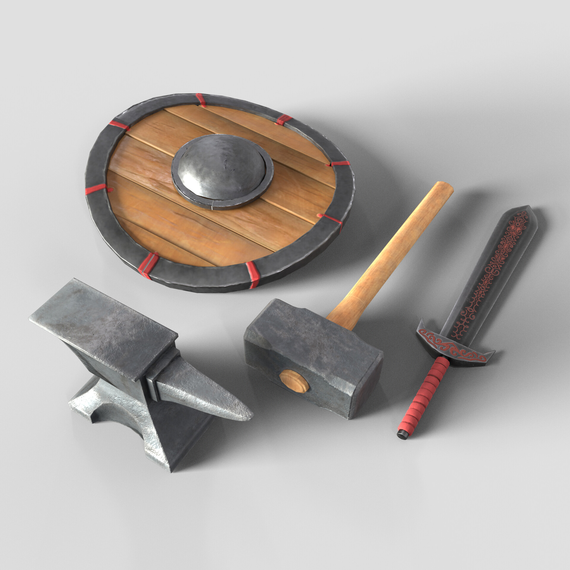 ArtStation - Sheild Sword Anvil Hammer Axe