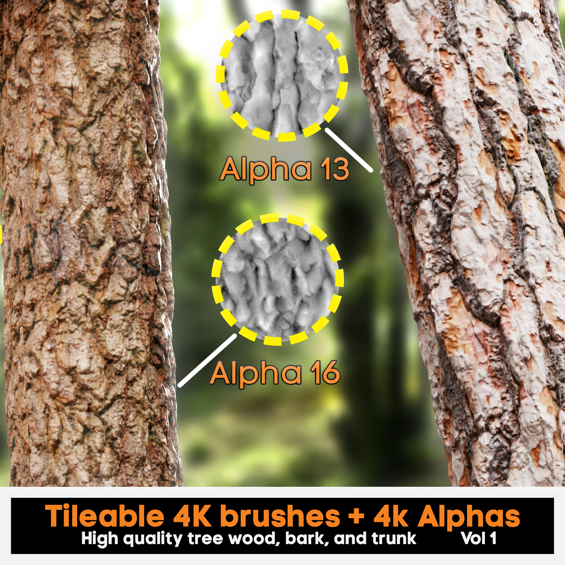 ArtStation - 4K high quality tileable tree bark Zbrush brushes + 4k ...