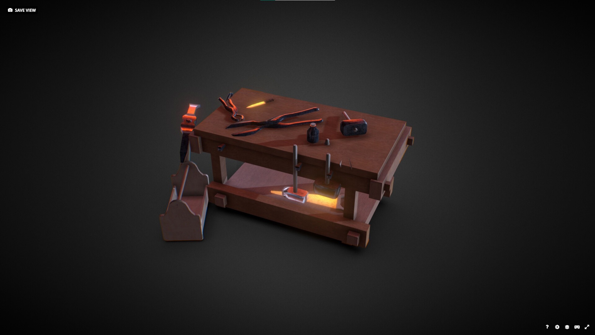 ArtStation - Medieval Workbench - Lowpoly Props 3d model
