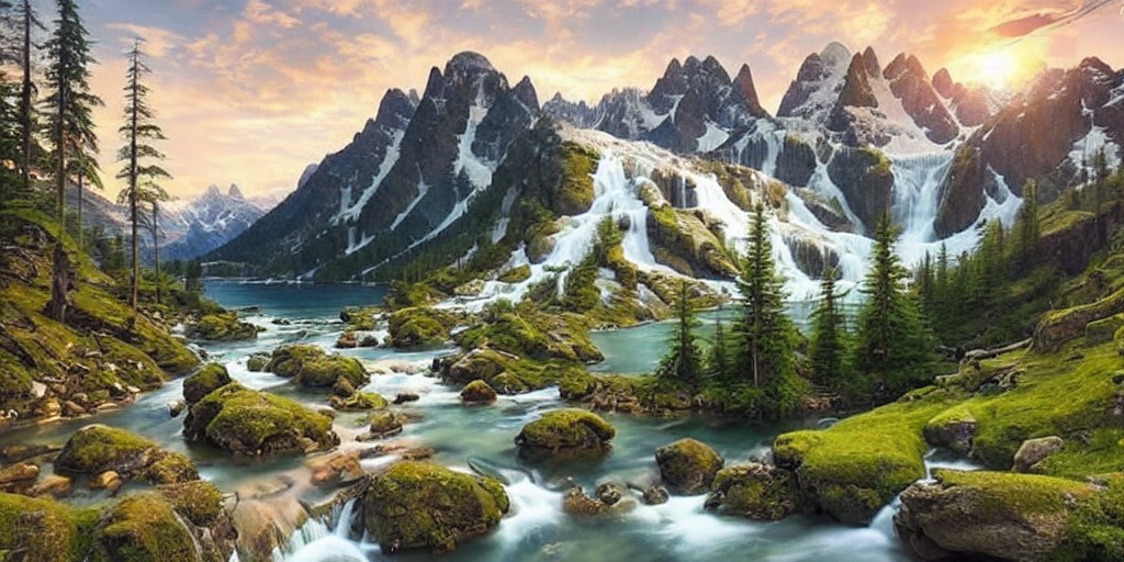 ArtStation - A fantasy world of dreamy mountains.