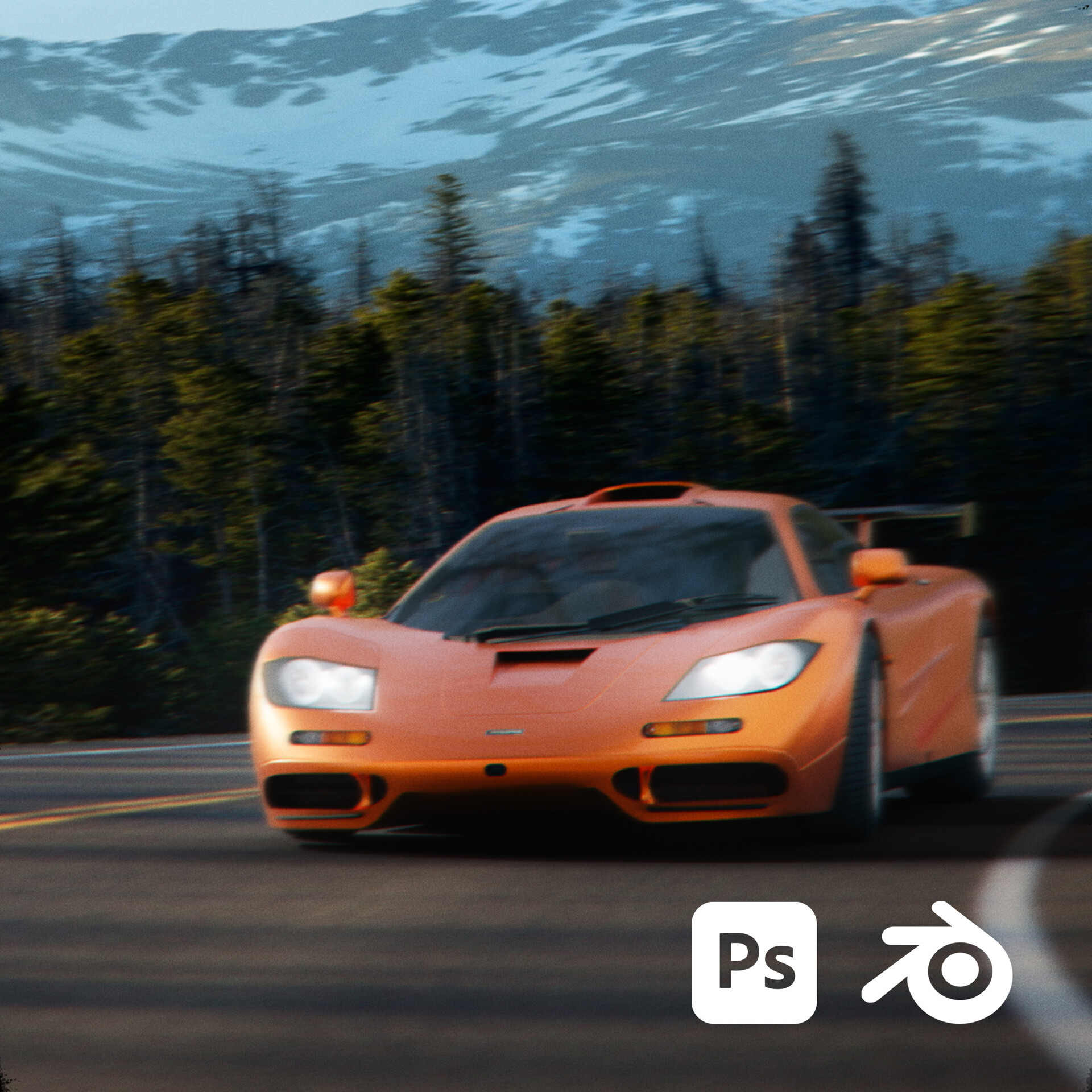 ArtStation - "McLaren F1 Hillclimb" Blender/Photoshop Composite