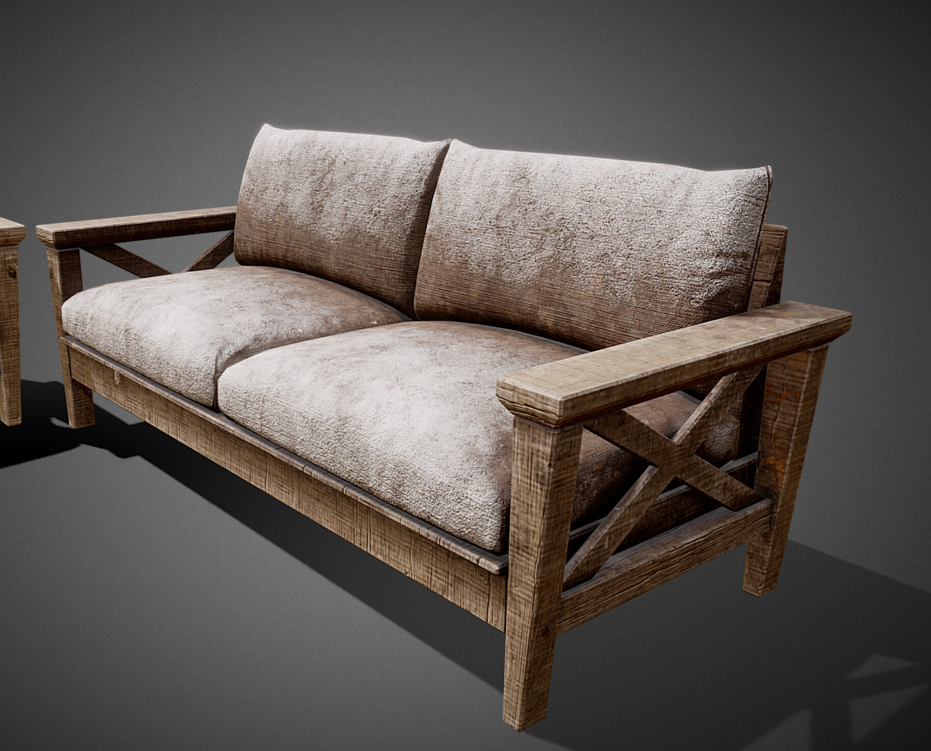 colin merrick portfolio - Wood Sofa with Fabric Cushions
