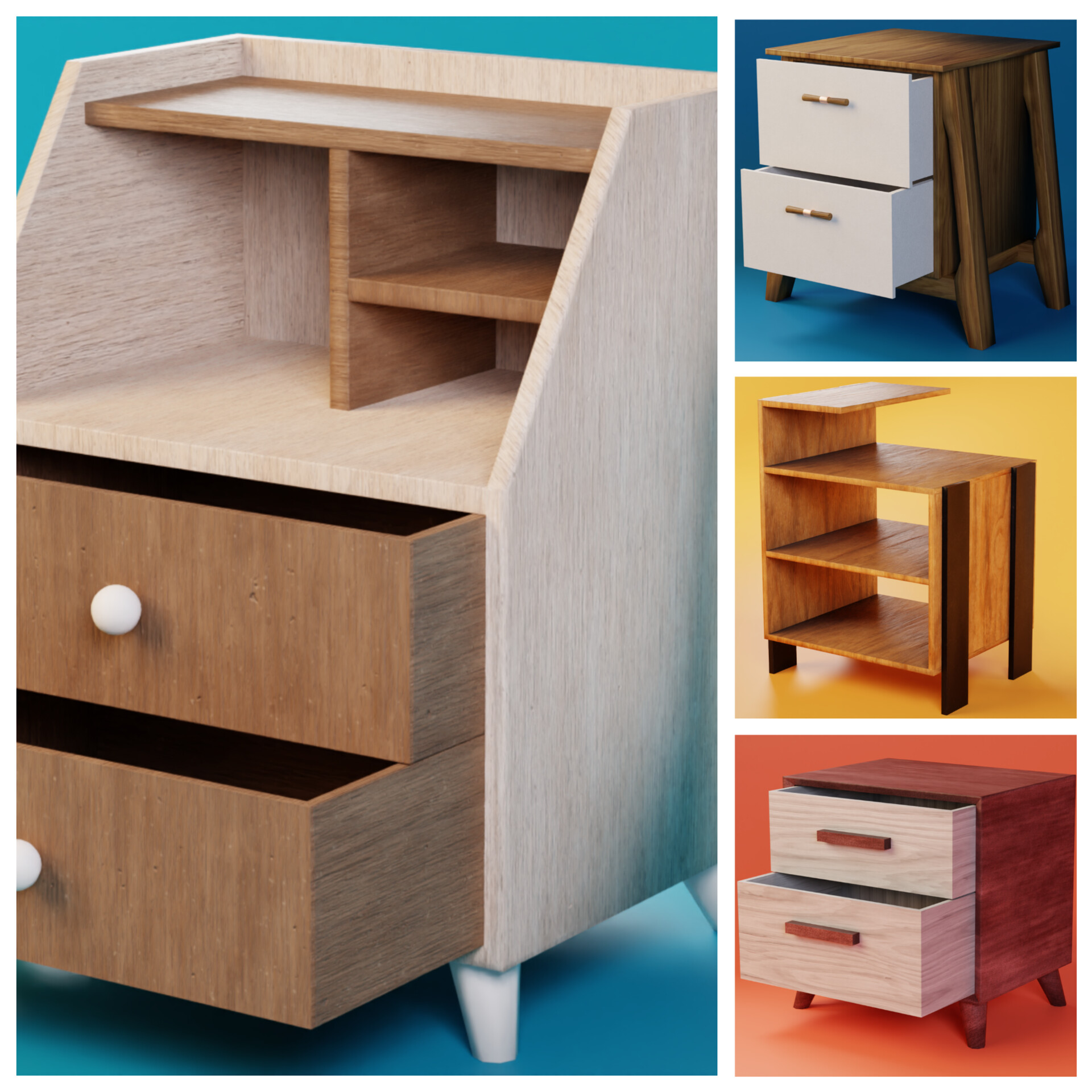 ArtStation - Bedside Table Set