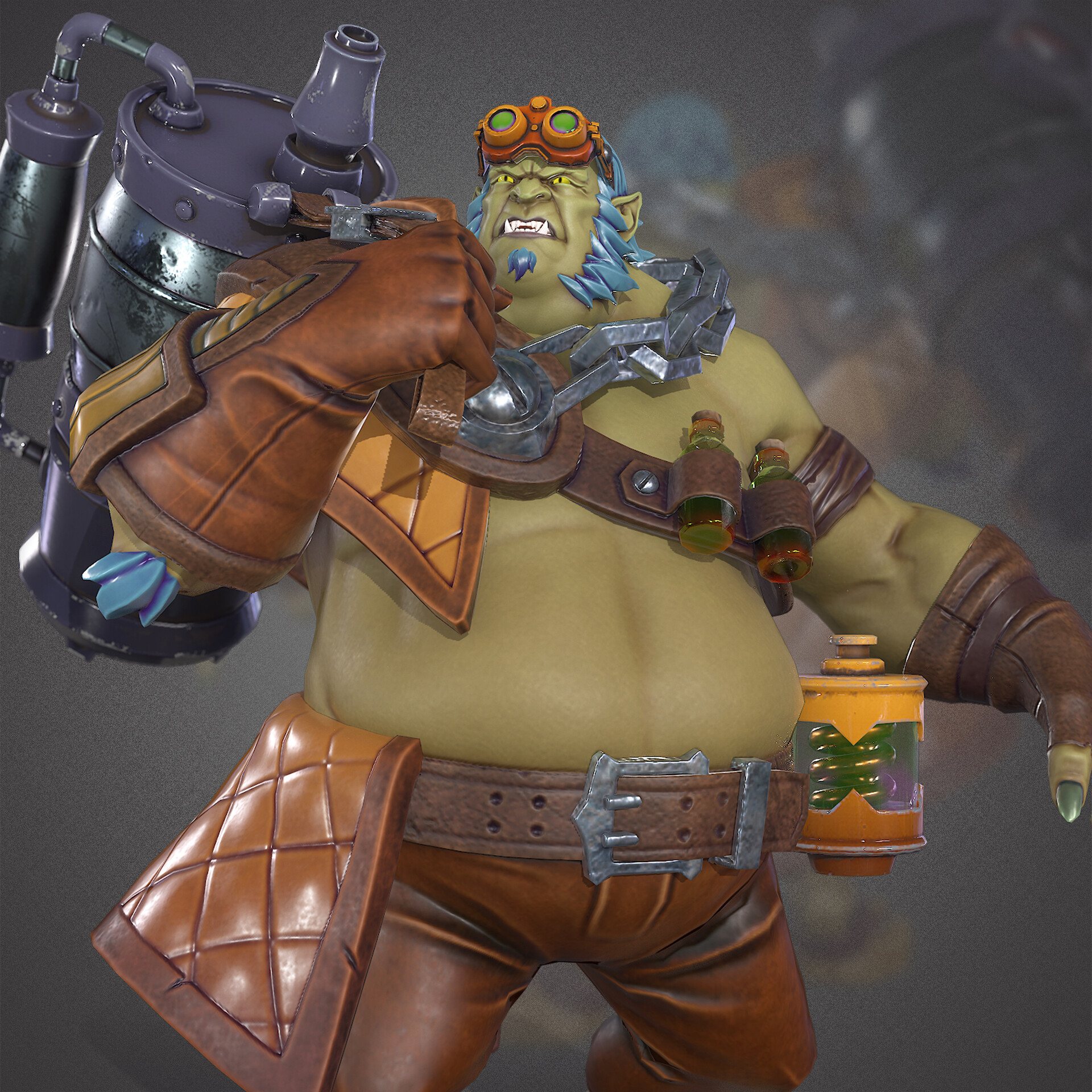 ArtStation - Steampunk Orc with a Steamer Tank