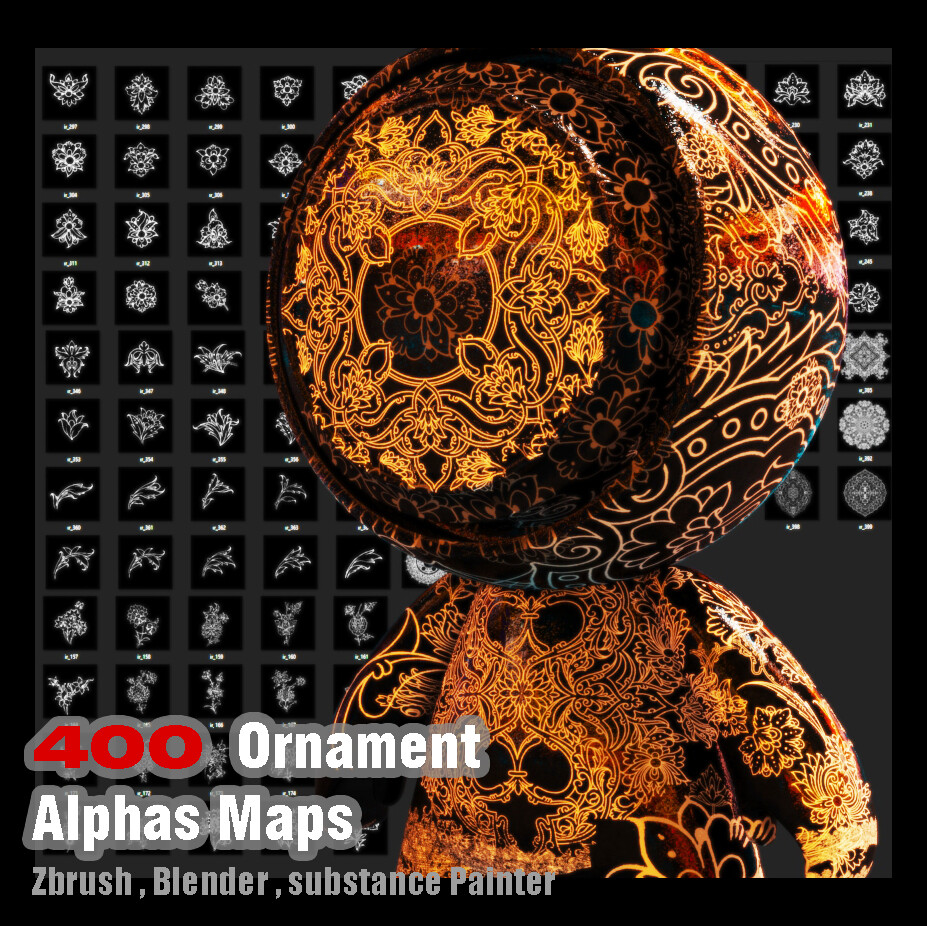 ArtStation - 400 Ornament Alpha map