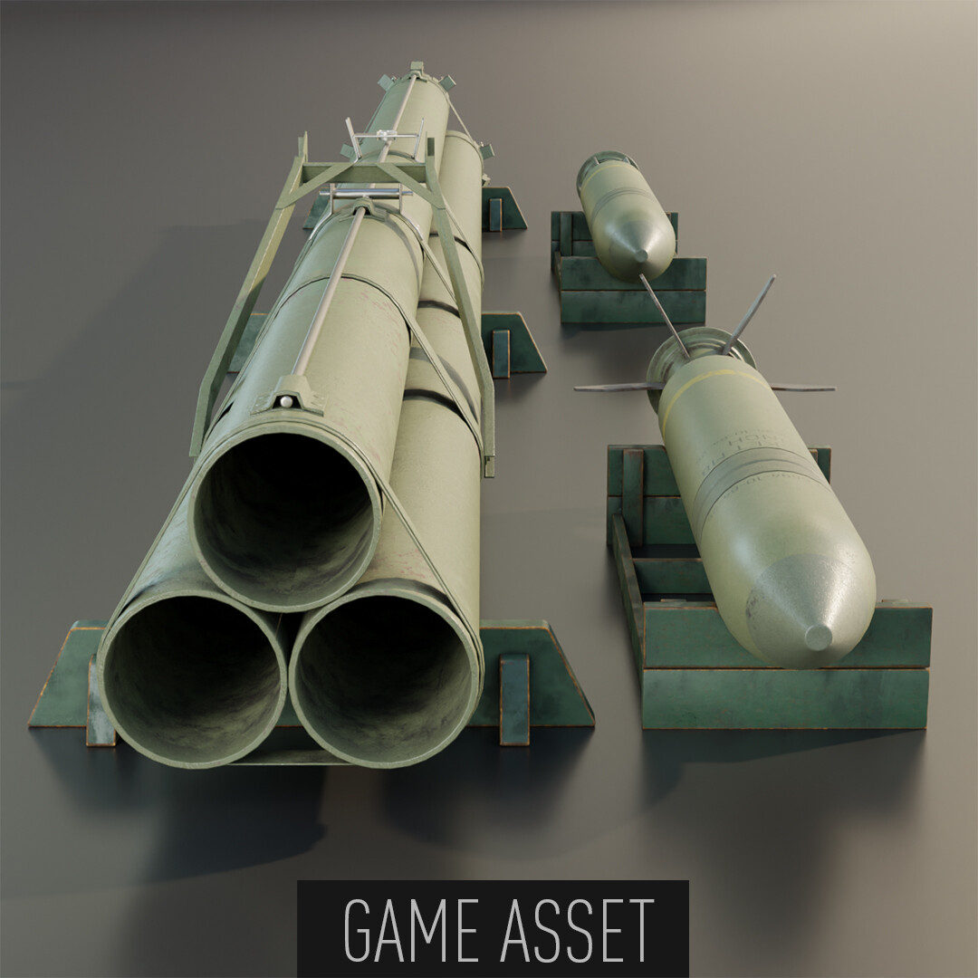 ArtStation - Game Art: M8 4.5inch rockets with M10 launcher