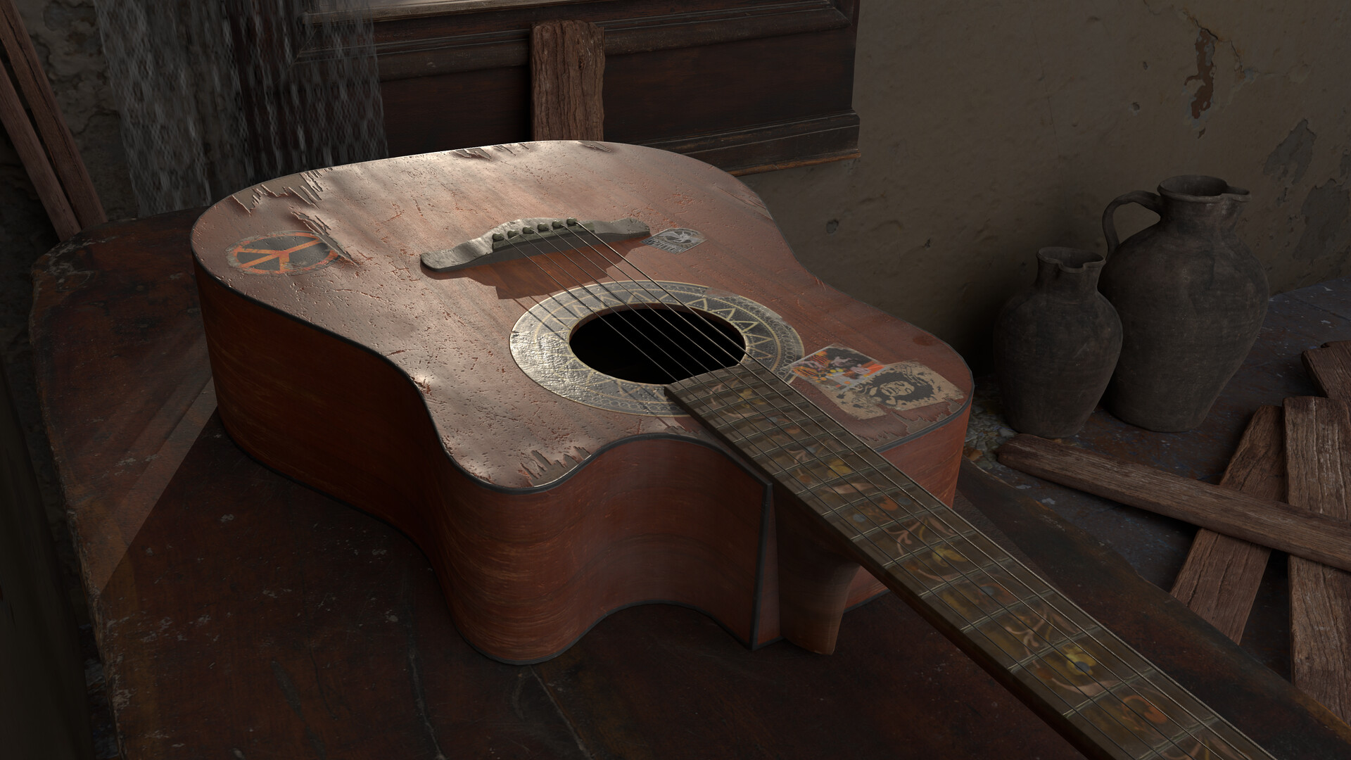ArtStation - Old acoustic guitar