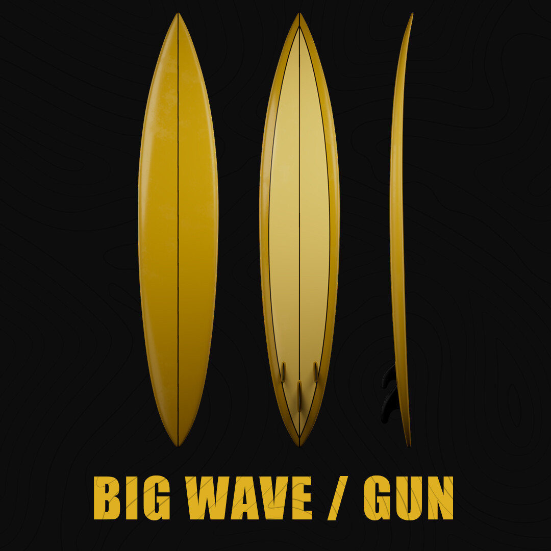 ArtStation - 10 Surfboard 3D Models - Big Wave / Gun