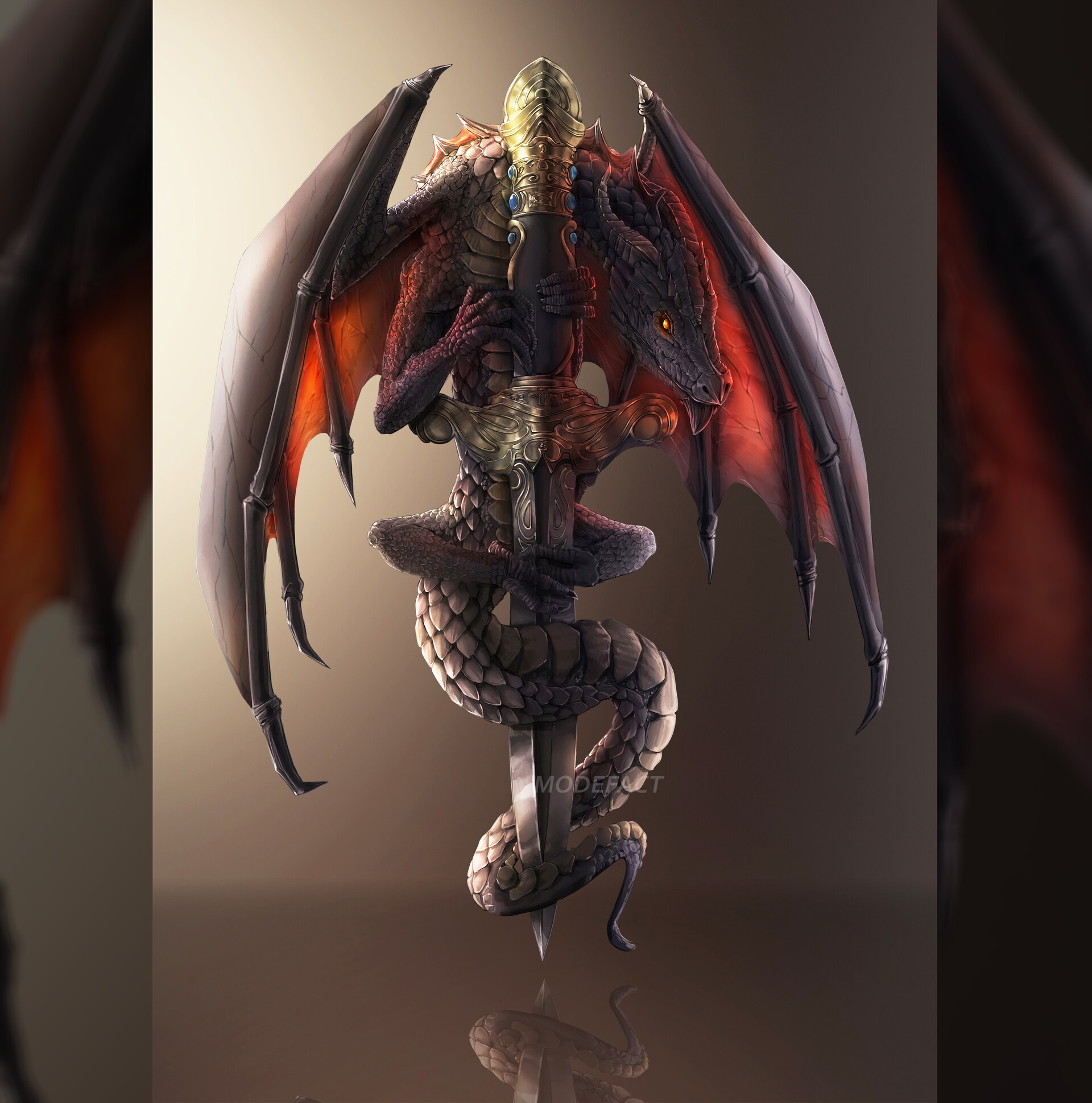 ArtStation - [COMMISSION] Dragon and Dagger design