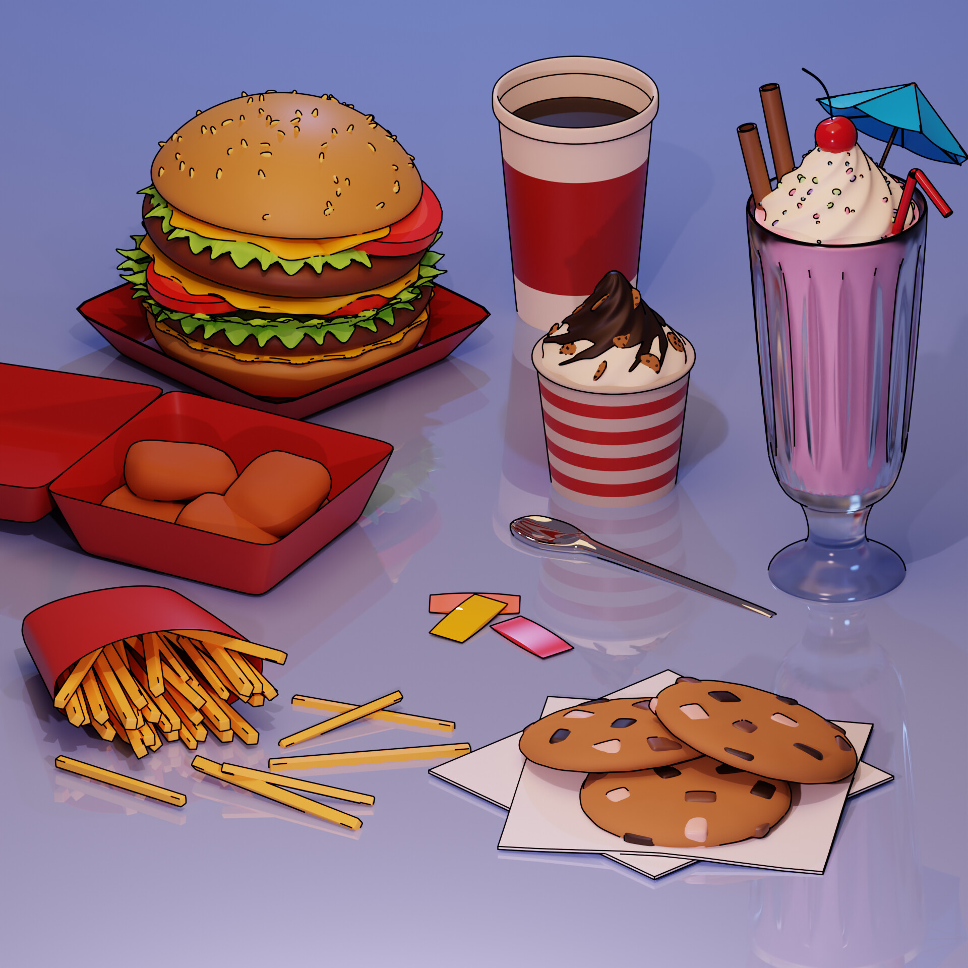 ArtStation - 3D Fast Food