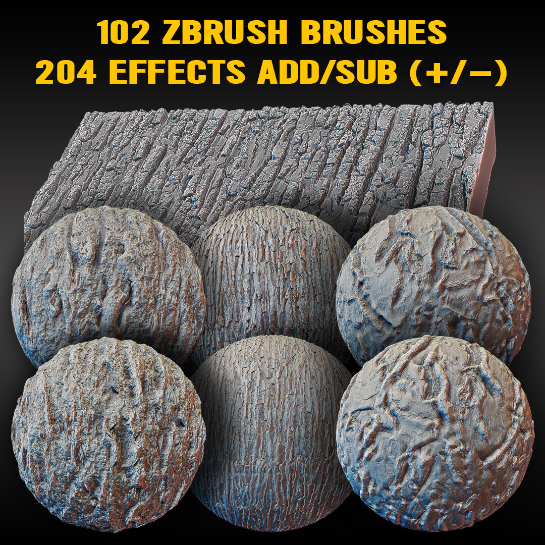 ArtStation - Ultra HQ Tree Bark Seamless Sculpt Zbrush brushes + Alphas ...
