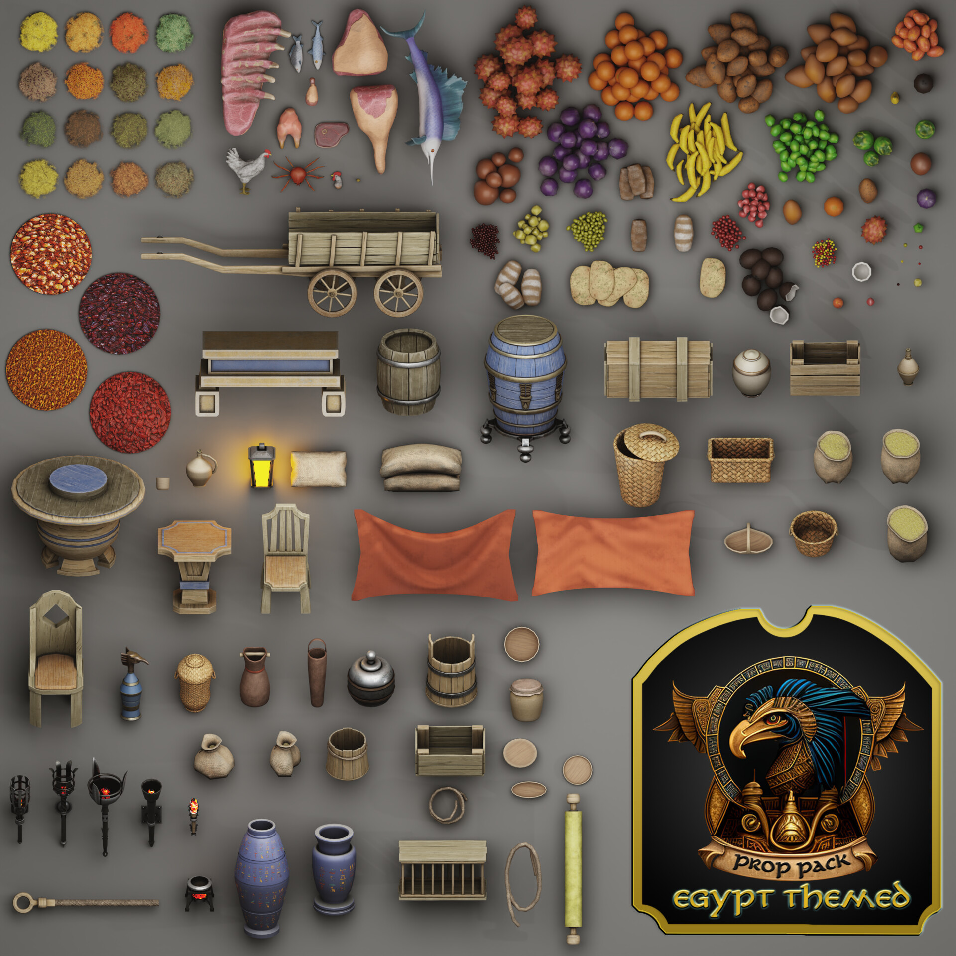 ArtStation - Egypt Themed stylized 3D modular pack | Props | 3D Tudor