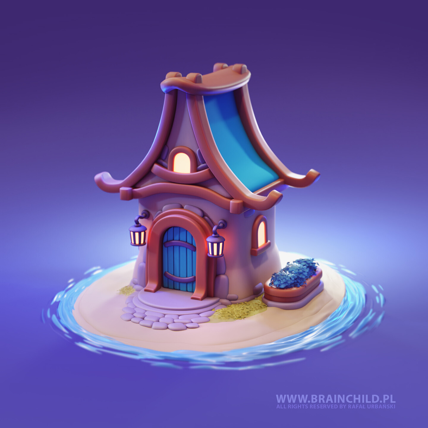 ArtStation - 3D Modeling & Rendering a Cute 3D Hut in Blender 3.0