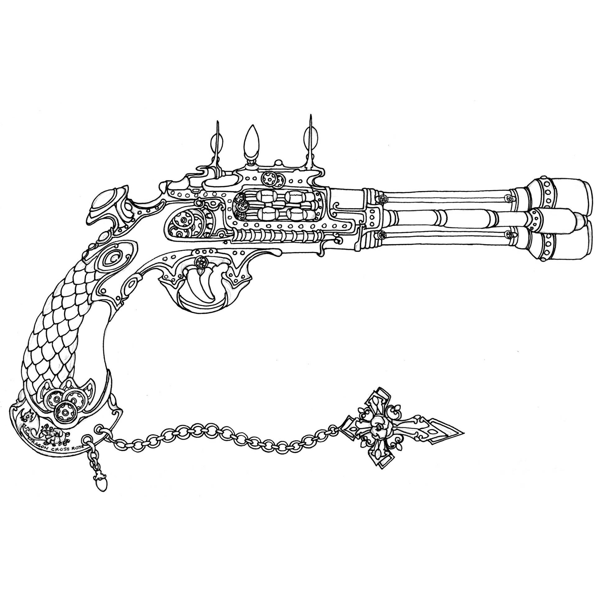 ArtStation - Dragon Cross Rose flintlock