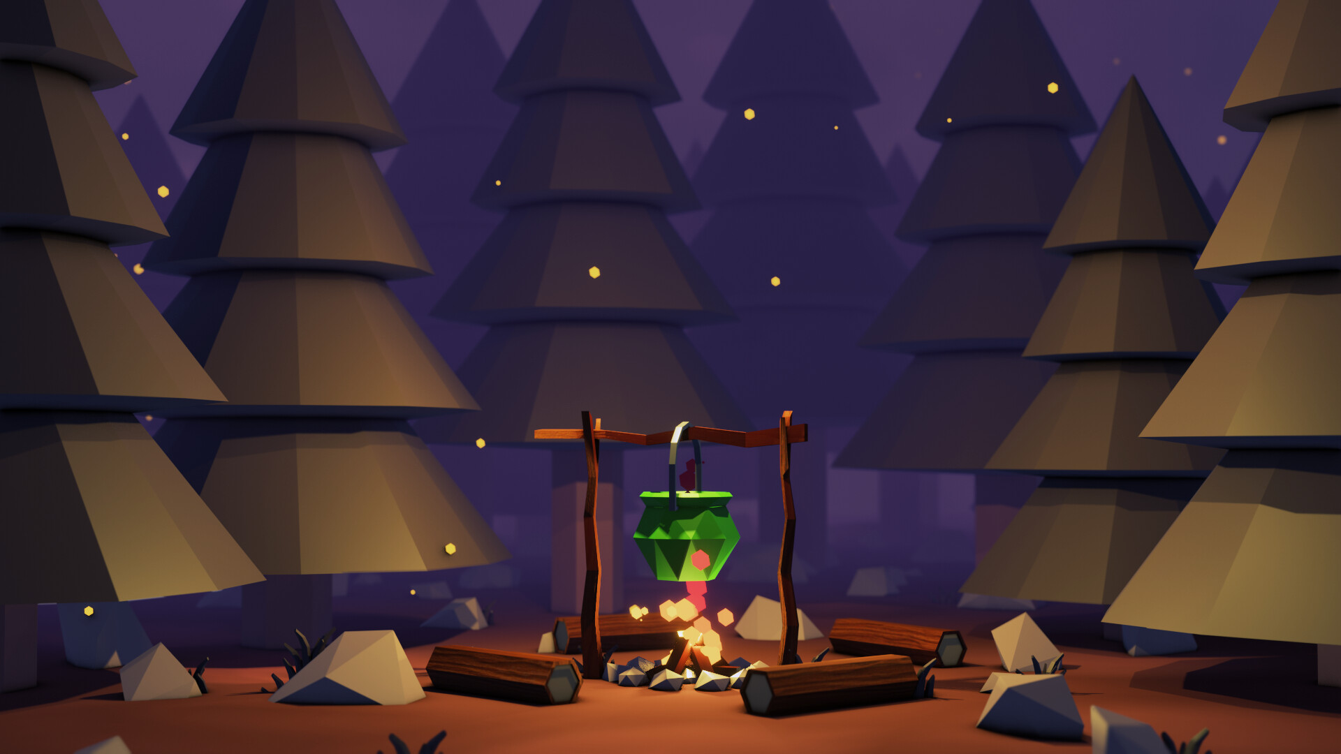 ArtStation - Low Poly Campfire