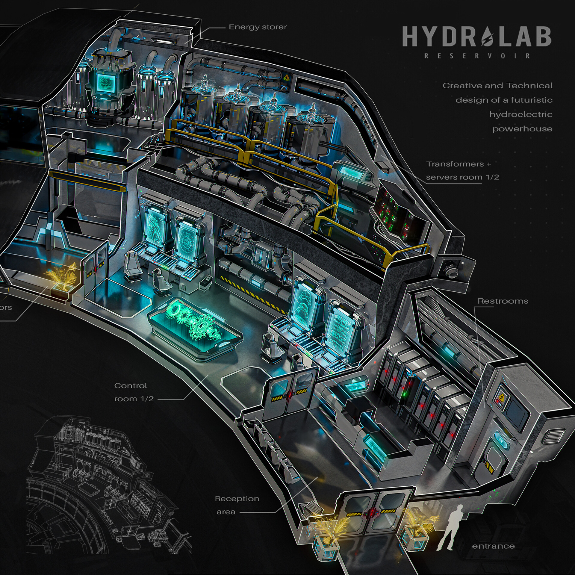 ArtStation - "HYDROLAB RESERVOIR" - Hydroelectirc waterdam & powerhouse ...
