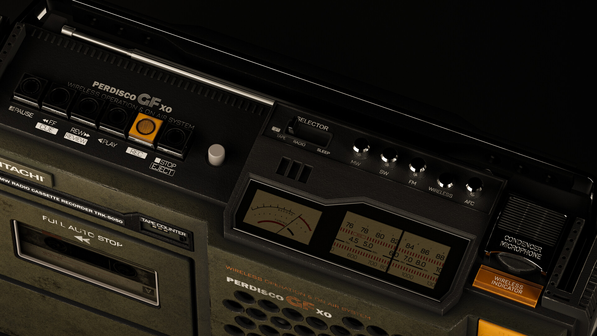 ArtStation - Retro Cassette Player - HITACHI TRK-5050 PERDISCO GF XO