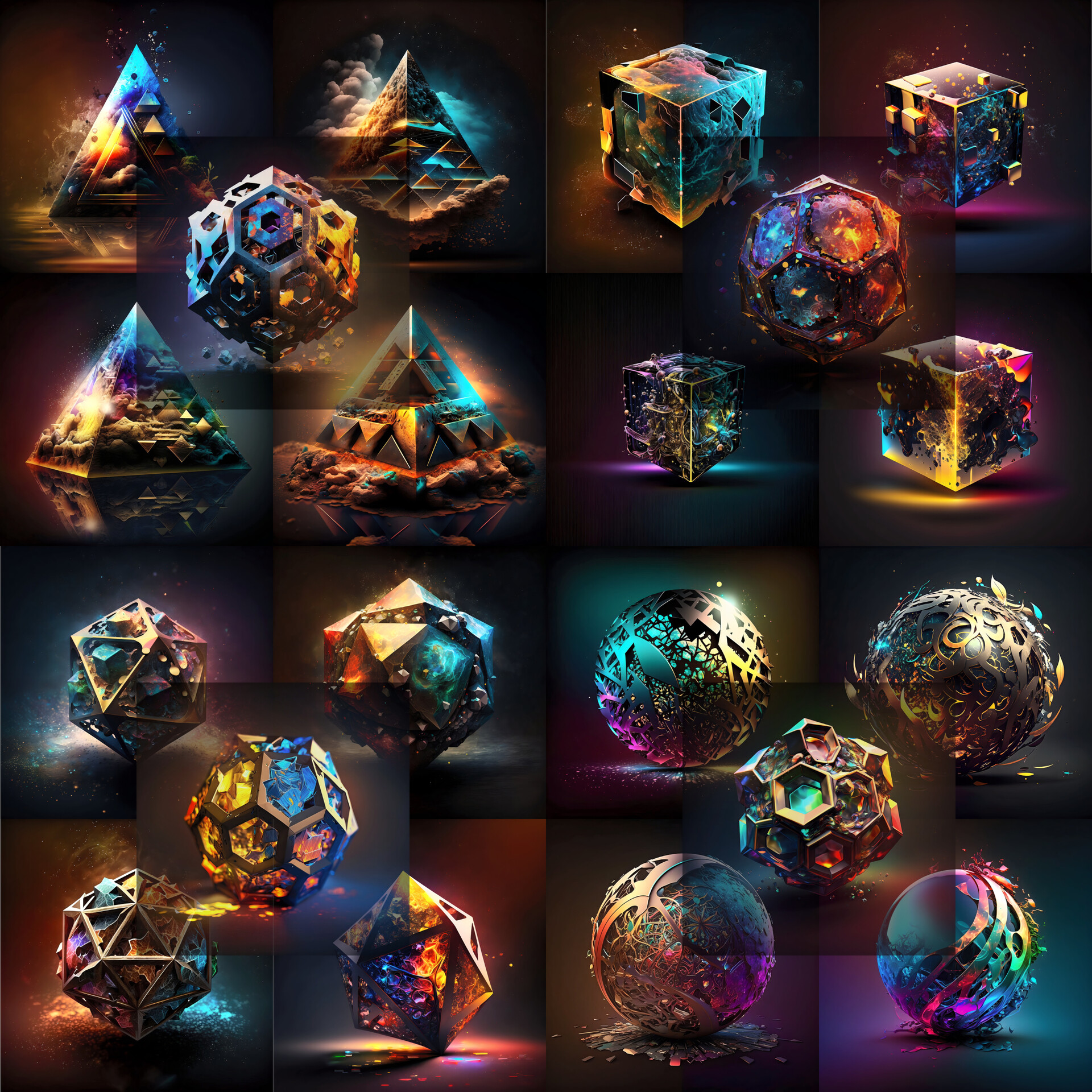ArtStation - Platonic Solids Ancient Egypt Style Pyramids Spheres Cubes ...