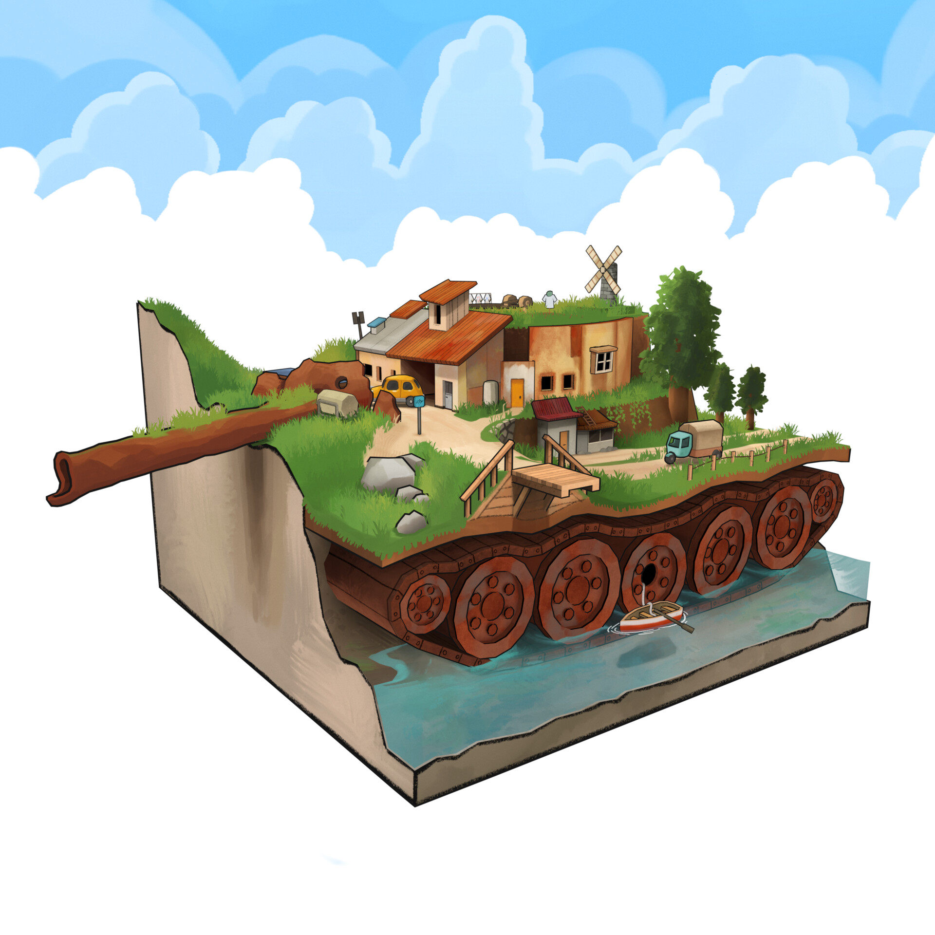 ArtStation - Overgrown Tank Diorama