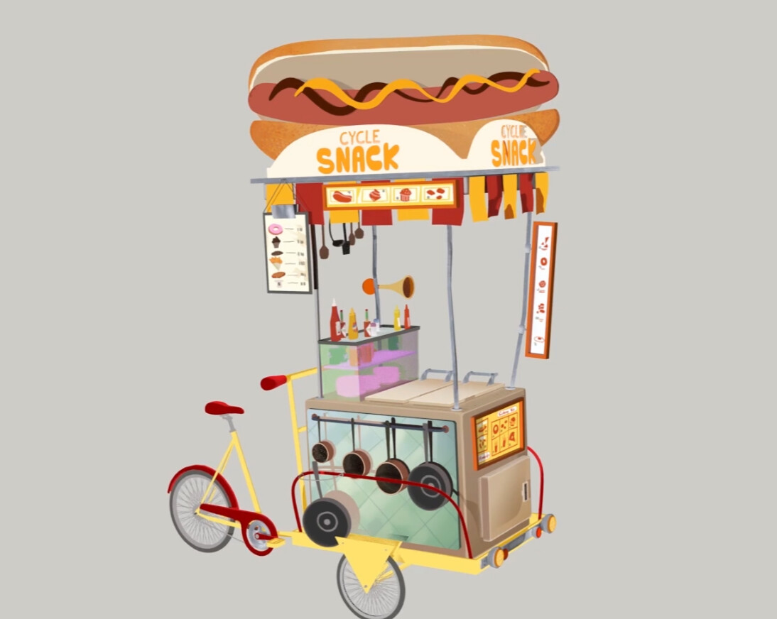 ArtStation - 2d Style Food Cart Model