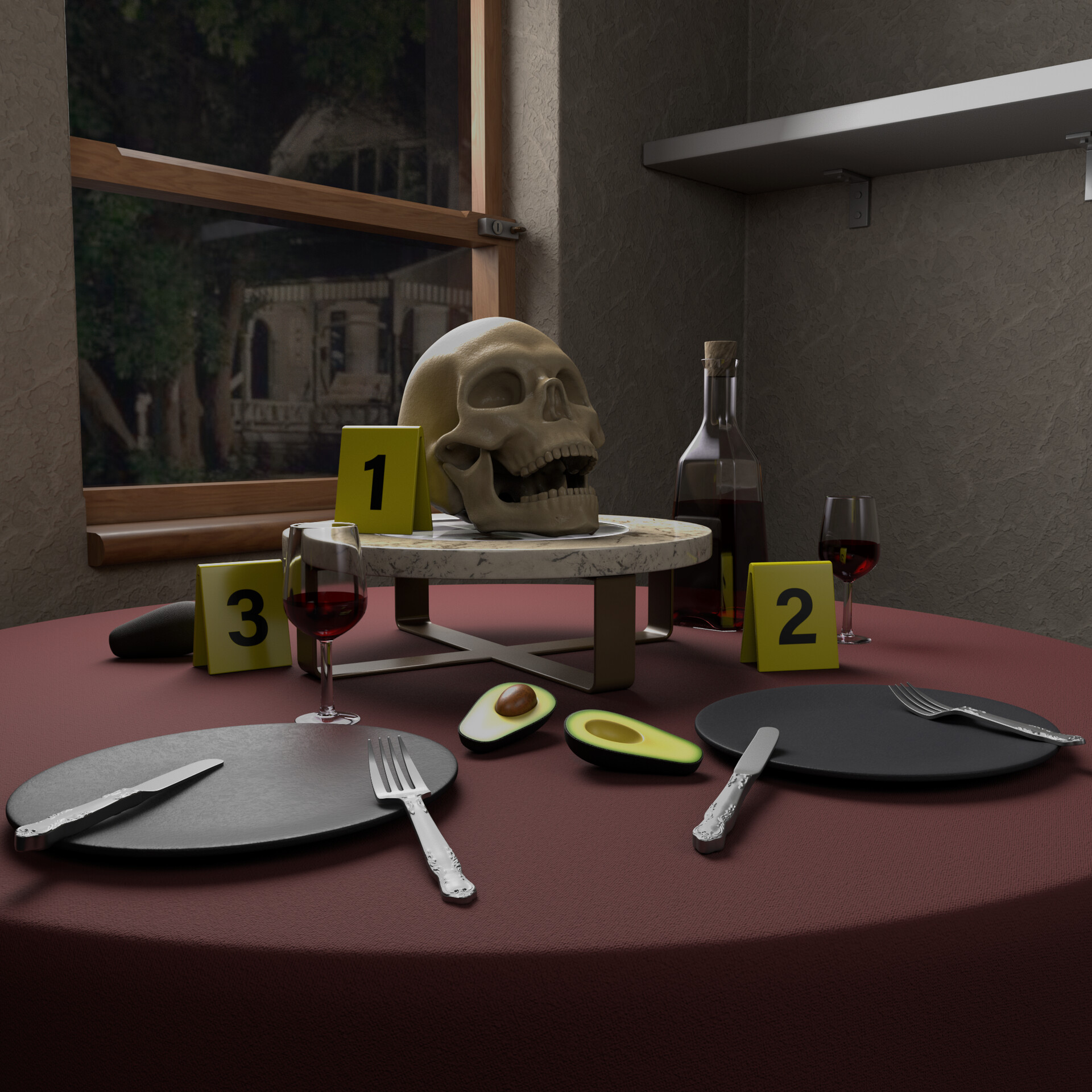 ArtStation - Still life - Crime scene at the dinner table