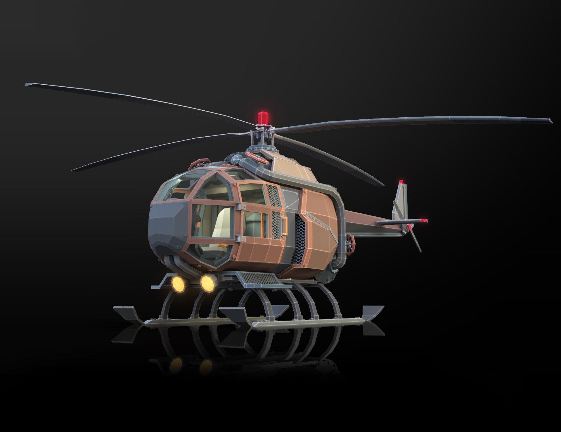 ArtStation - Steampunk Helicopter Low-poly