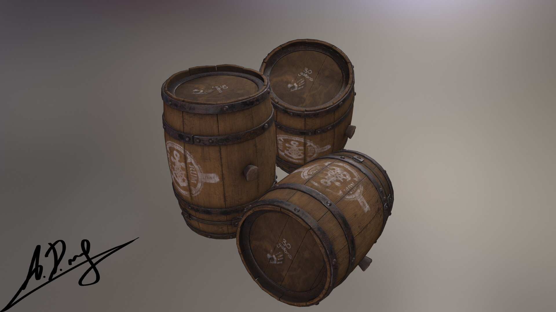 ArtStation - Old wooden barrel of rum