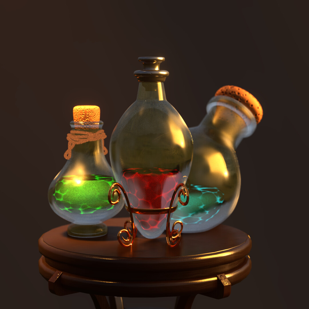 ArtStation - Magical Potions with sub-d modelling