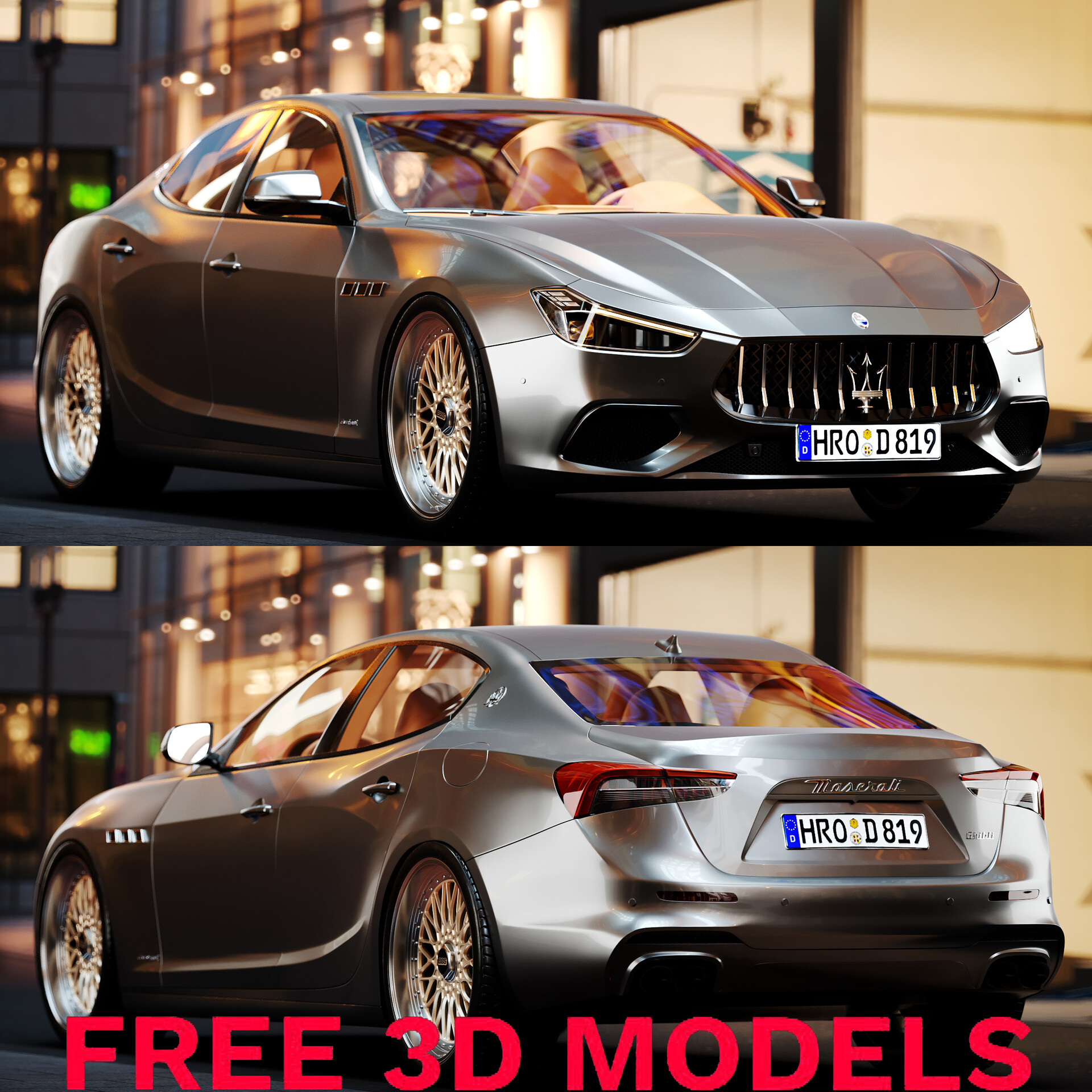 ArtStation - FREE 3D Model Maserati Ghibli Hybrid
