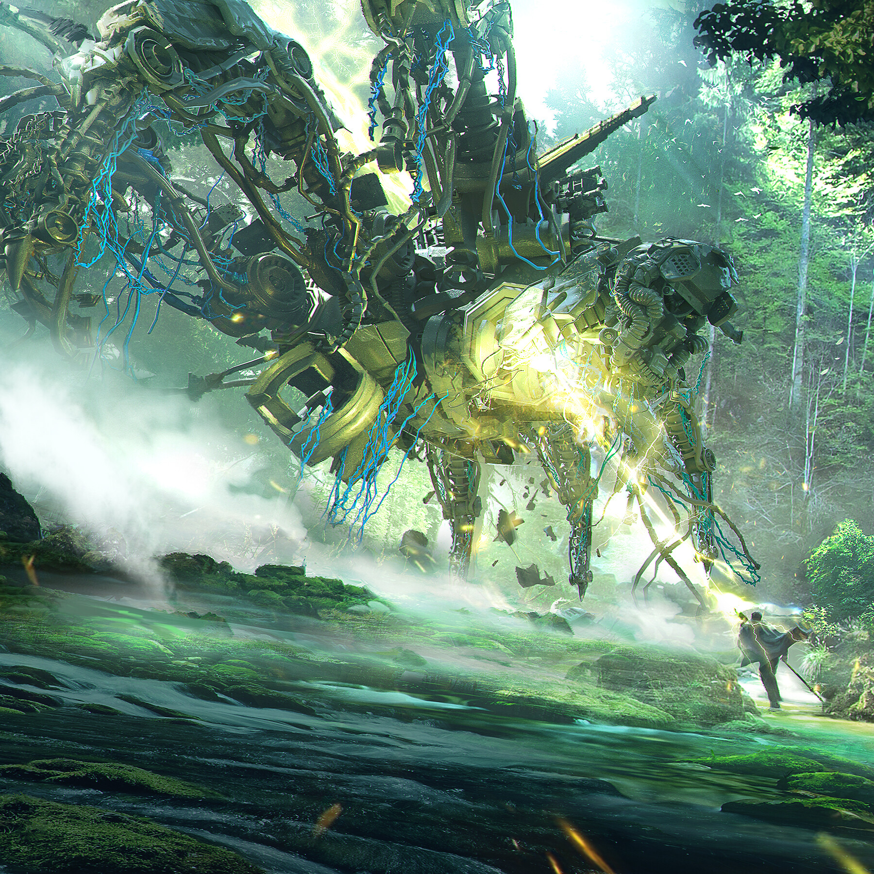 ArtStation - The ancient machinery in the forest