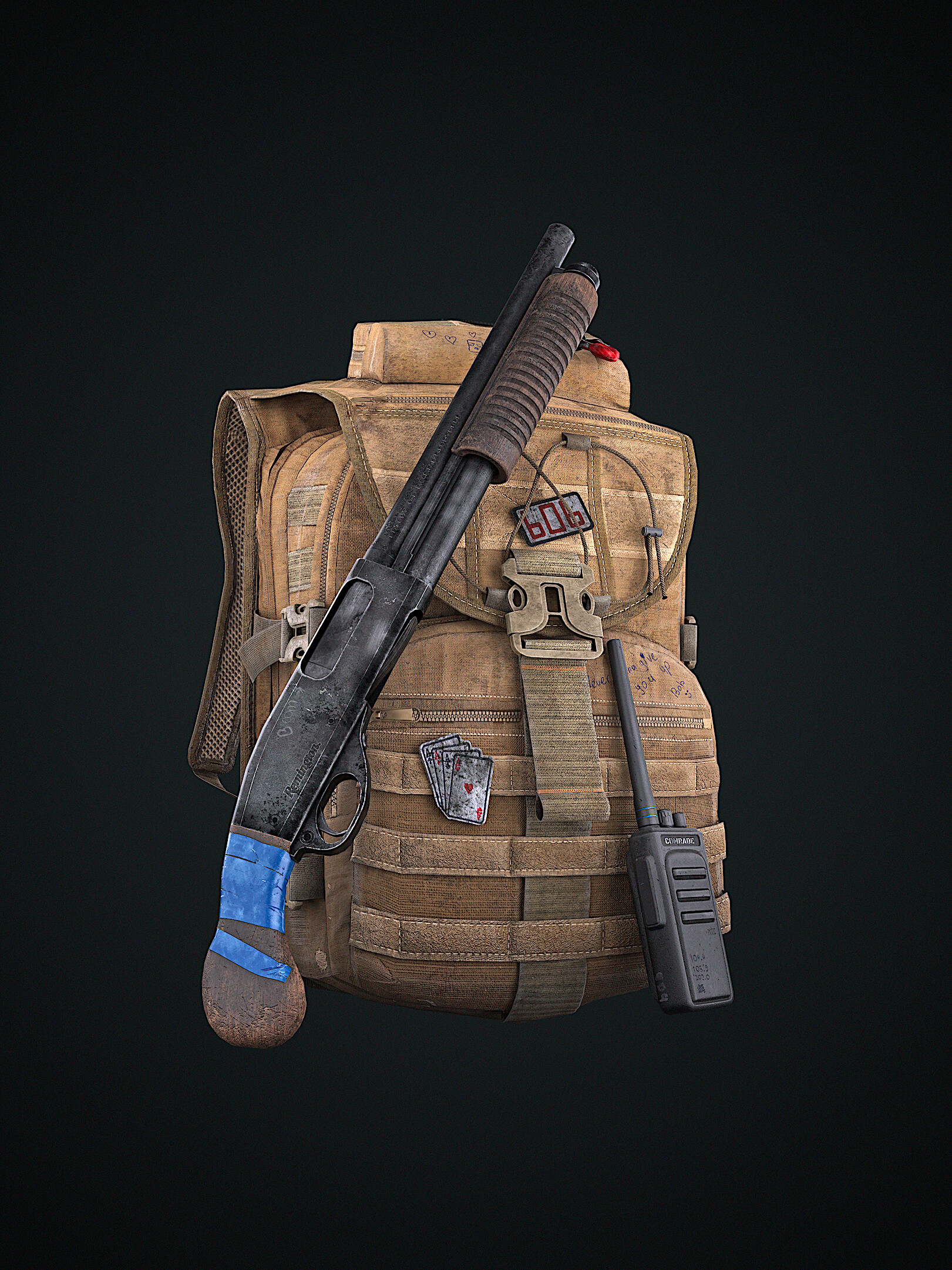 ArtStation - backpack with a shotgun